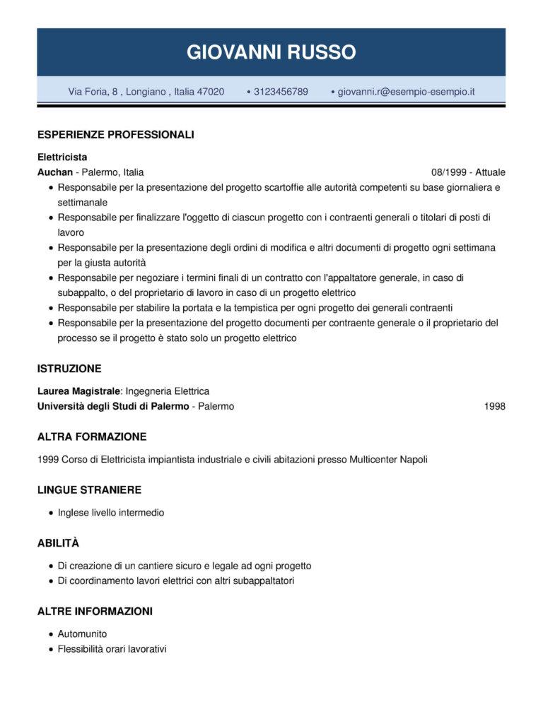 Esempio di Curriculum Vitae Professionale | ilCVPerfetto
