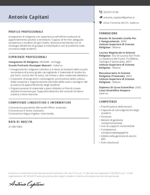 Esempio Curriculum addetta paghe e contributi | ilCVperfetto