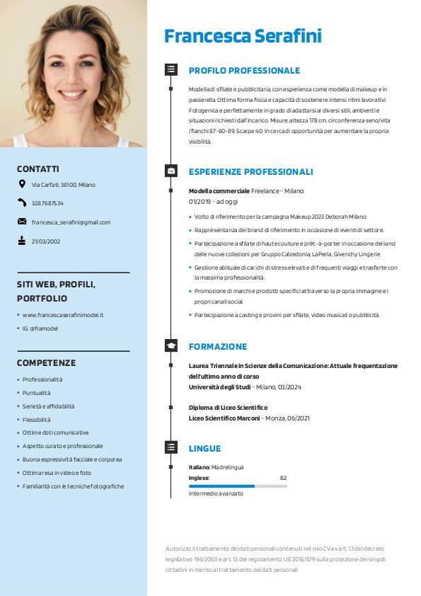 Curriculum modella: esempi e consigli | ilCVperfetto